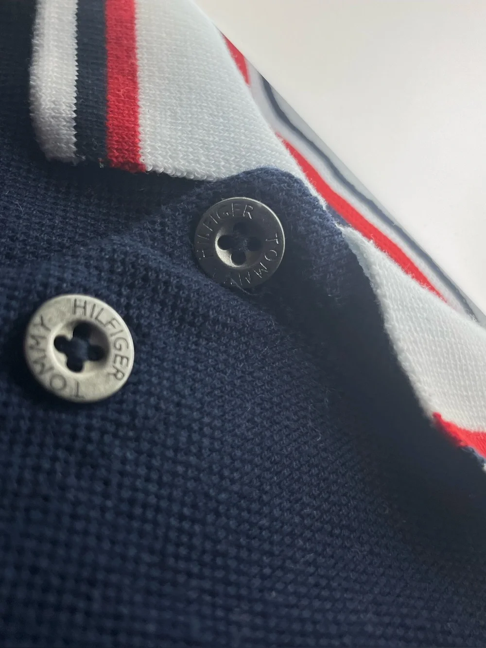 Tommy Hilfiger | One Pieces | Tommy Hilfiger Navy Knit Polo With Red ...
